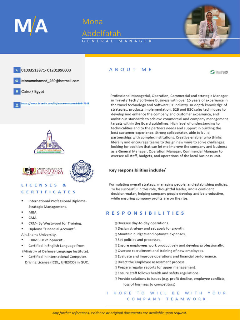 Mona Abdelfatah CV 2023 | PDF | Budget | Project Management