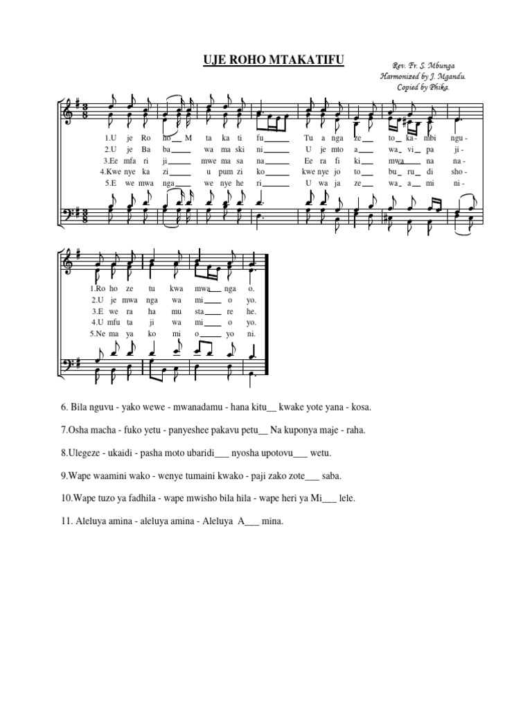 Uje Roho Mtakatifu | PDF