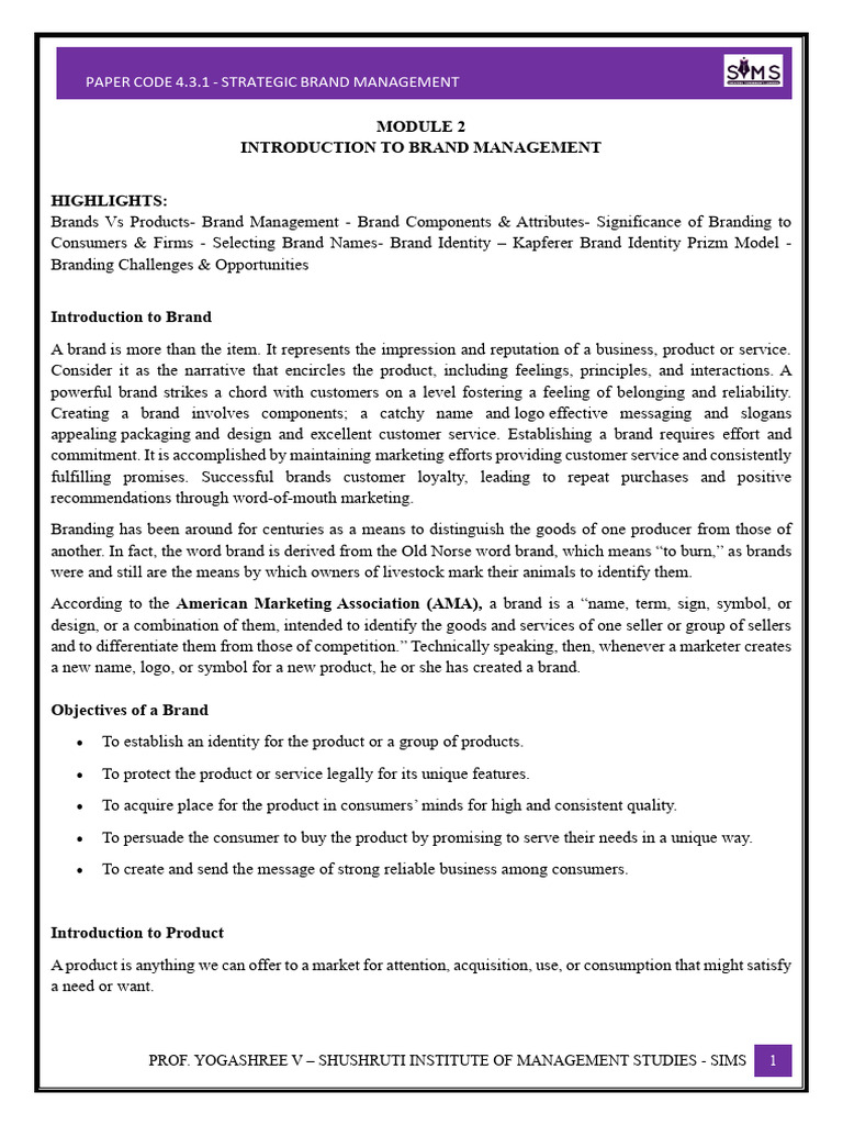 SBM Points | PDF | Brand | Brand Management