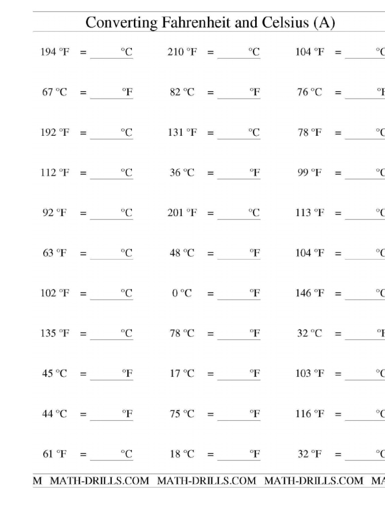 Fahrenheit-Celsius Temperature Conversions | PDF