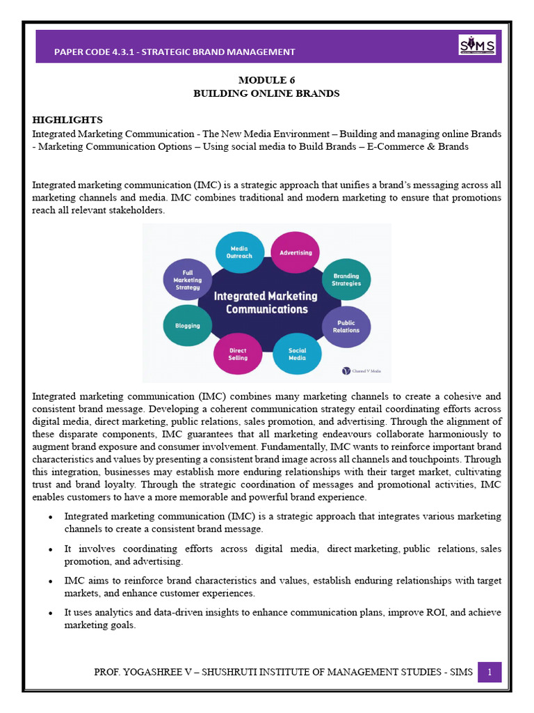 SBM Module - 6 | PDF | Marketing Communications | Brand