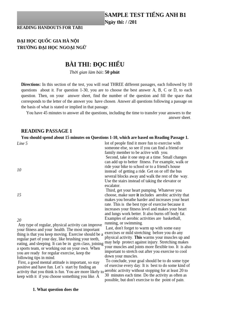 Reading Handout 5 | PDF | Physical Fitness | Canada