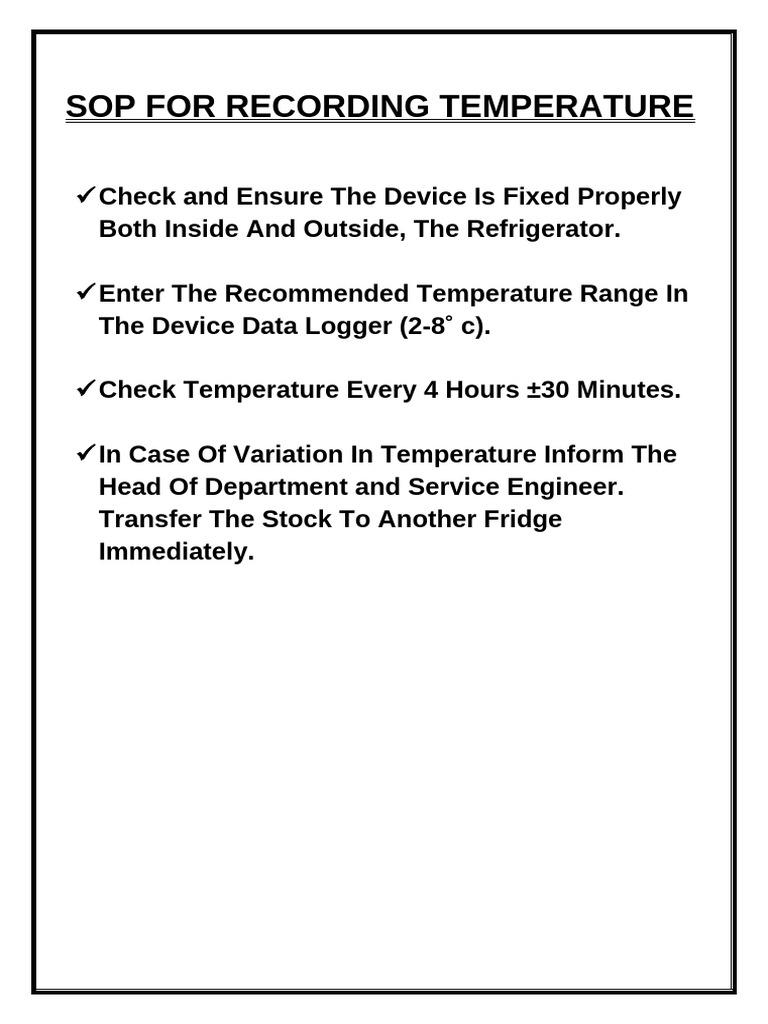Sop For Recoding Temperature | PDF