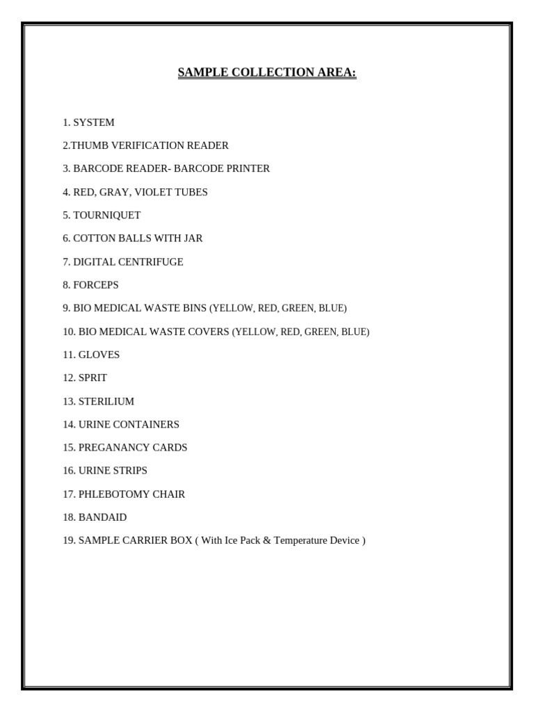 SAMPLE COLLECTION AREA | PDF