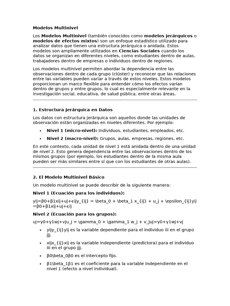 12- Modelos multinivel | PDF | Modelo multinivel