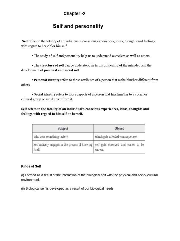 Grade XII Chapter 2 notes (1) | PDF | Id | Self Actualization