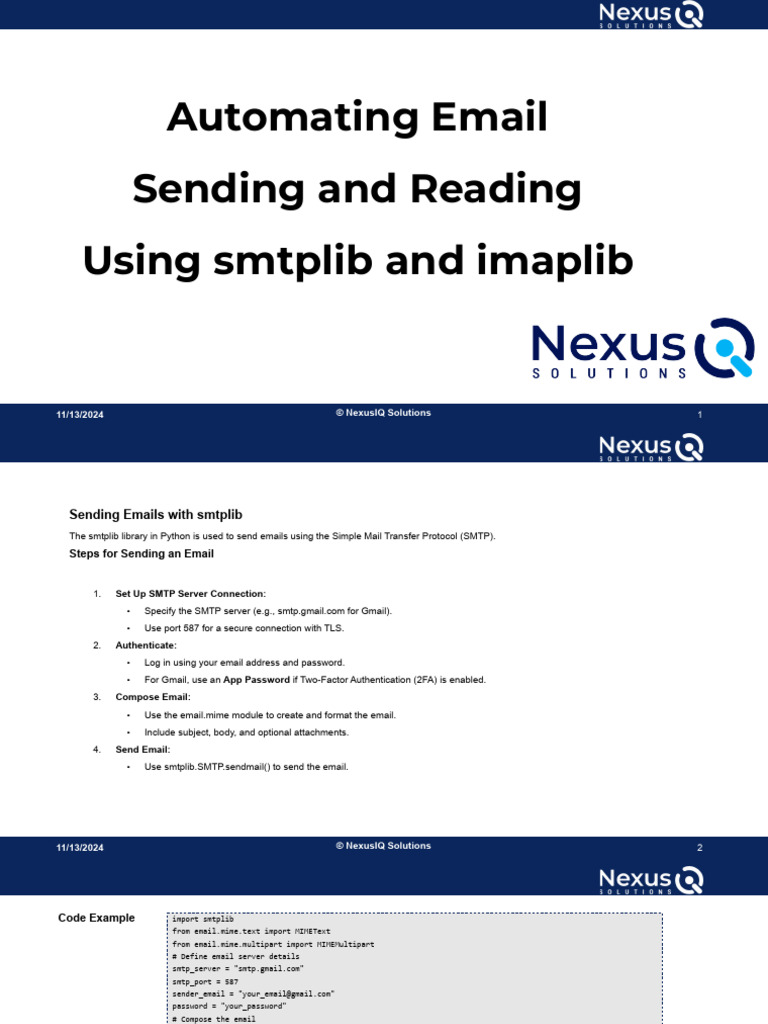 Automating Email Sending and Reading Using Smtplib and Imaplib | PDF | Application Layer ...