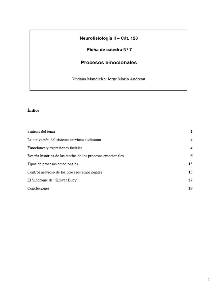 Ficha Nº 7 - Procesos Emocionales | PDF | Las emociones | Sistema límbico