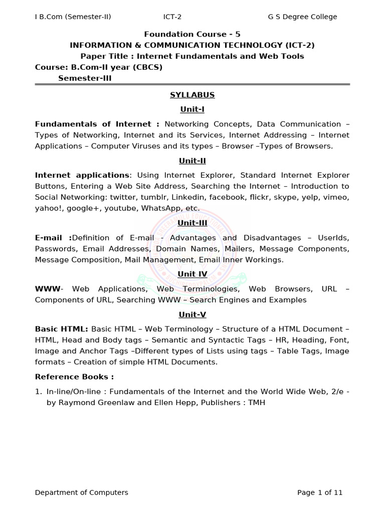 ICT 2 (Sem3) | PDF | Computer Network | Internet & Web