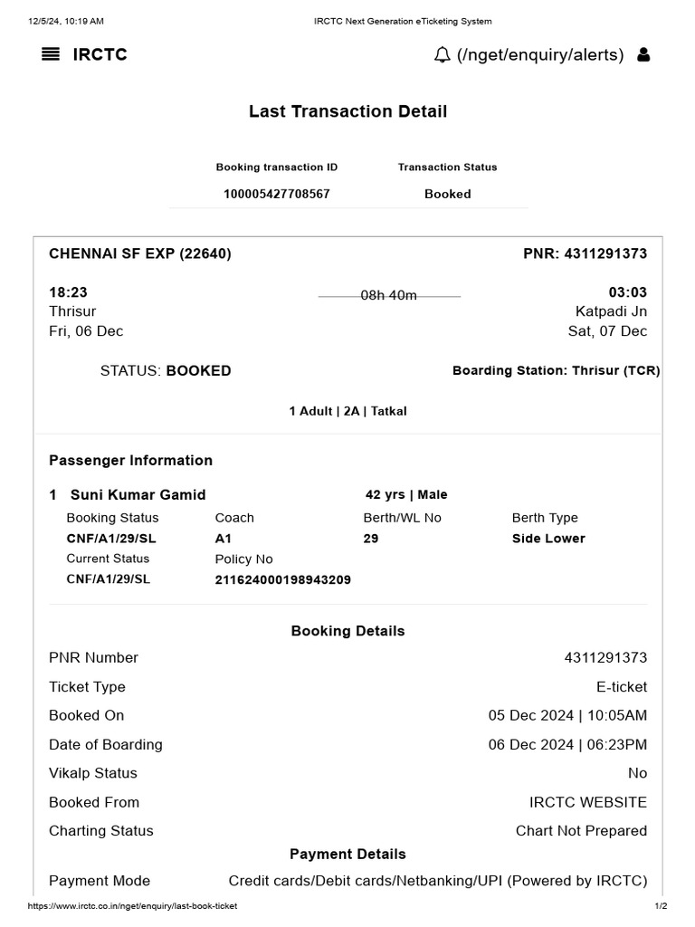 IRCTC Next Generation Eticketing System | PDF | Money | Banking