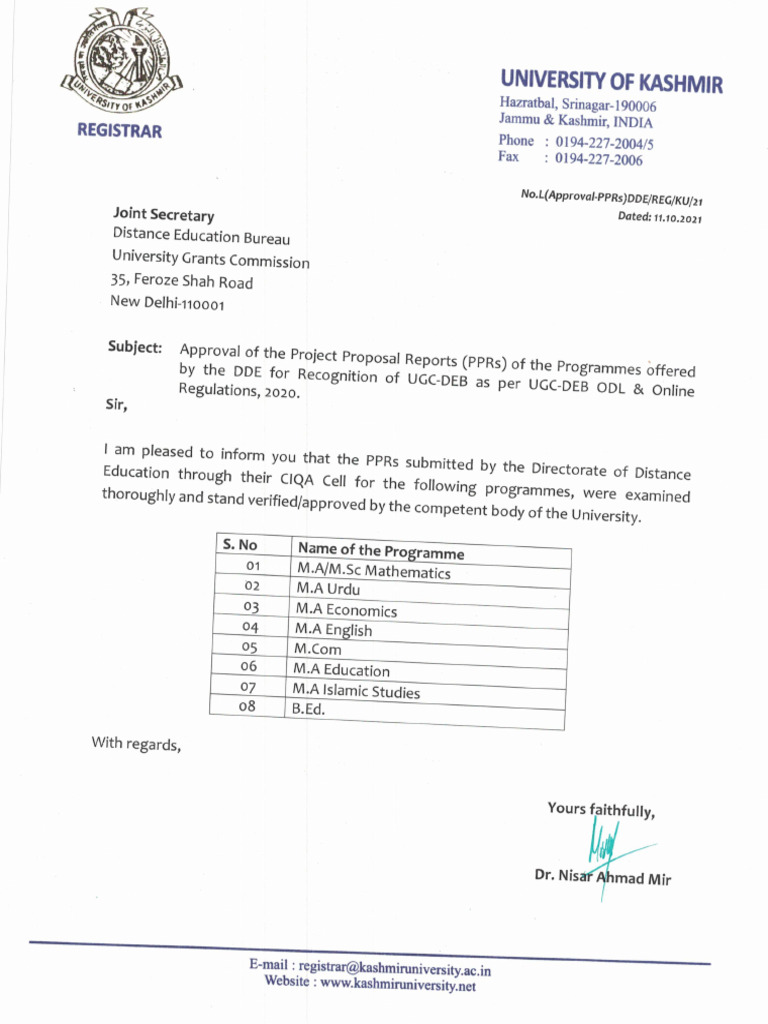 PPR Approval 2021 B.Ed. | PDF