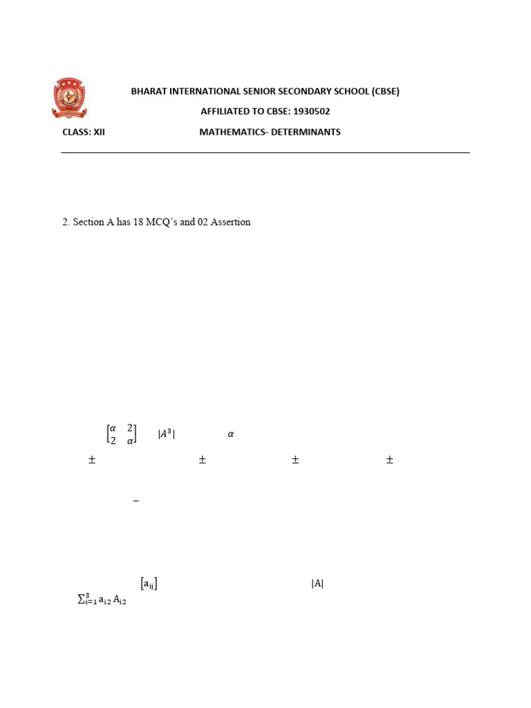 Determinants Ncert 80m | PDF | Determinant | Matrix (Mathematics)