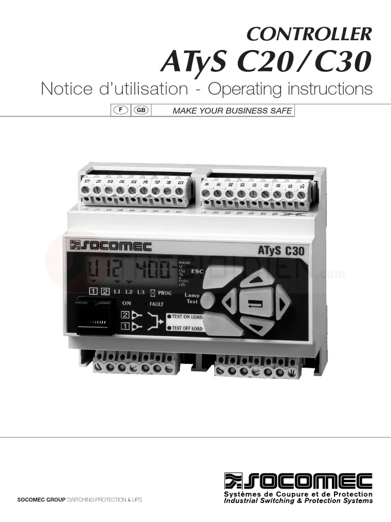 Socomec ATyS C20 C30 Controller | PDF | Power Supply | Relay