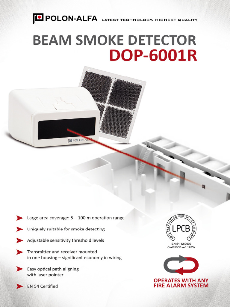 Beam Smoke Detector DOP 6001R | PDF | Smoke | Security Alarm