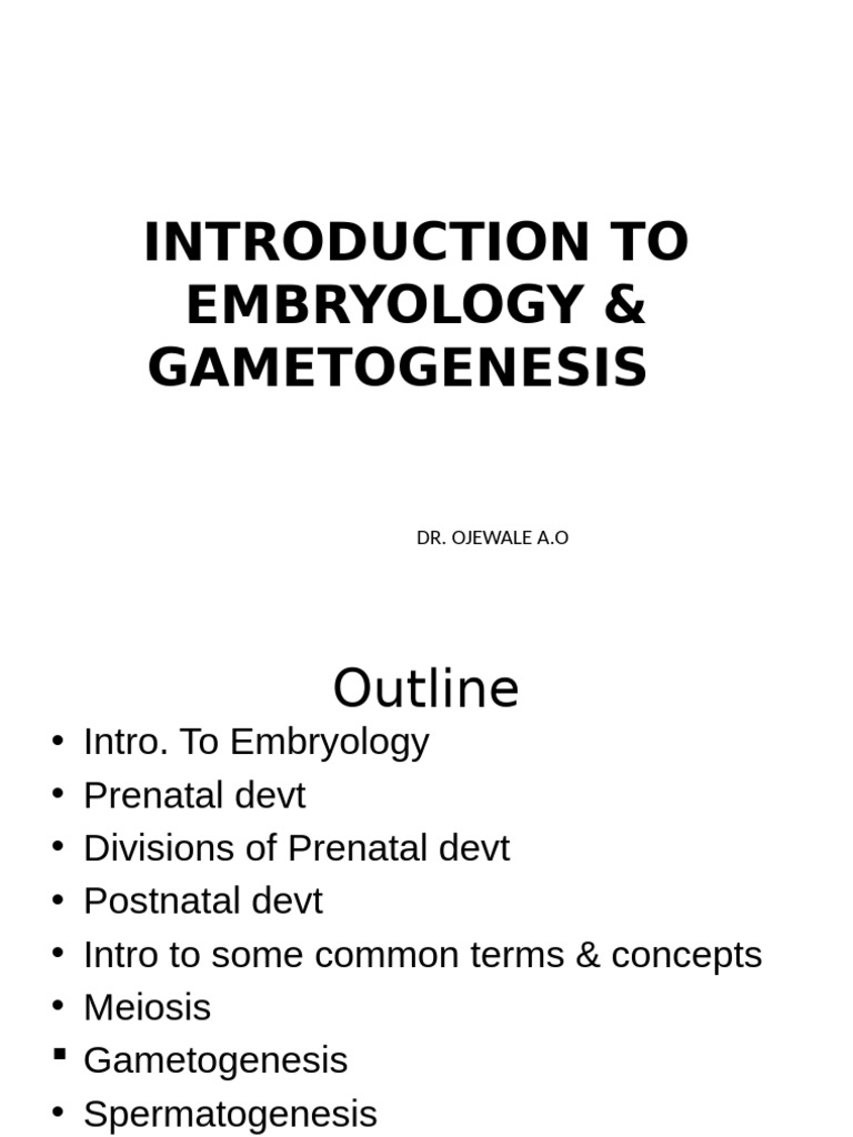 Introduction To Embryology & Gametogenesis | PDF | Meiosis | Ovary