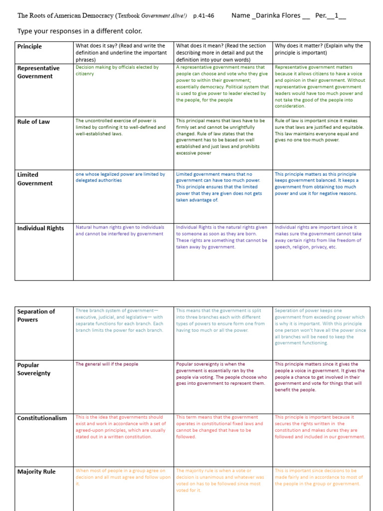 Principles of American Democracy Explained | PDF | Democracy ...