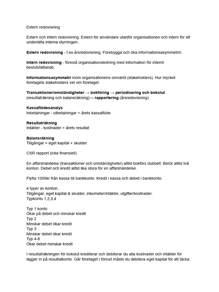 Extern Redovisning | PDF