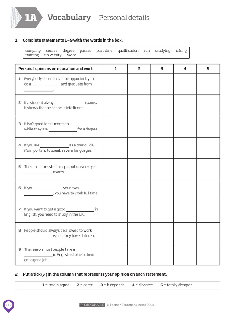 RM B1 PC 1A Vocabulary | PDF