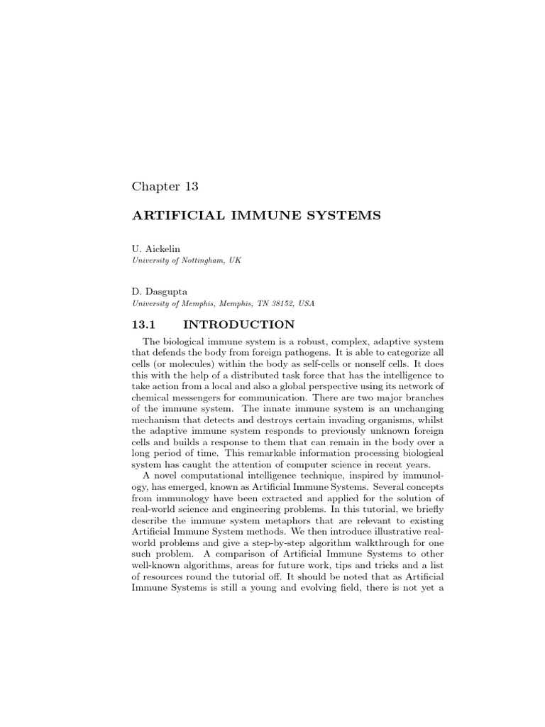 Artificial Immune Systems Explained | PDF | Immune System | Humoral ...