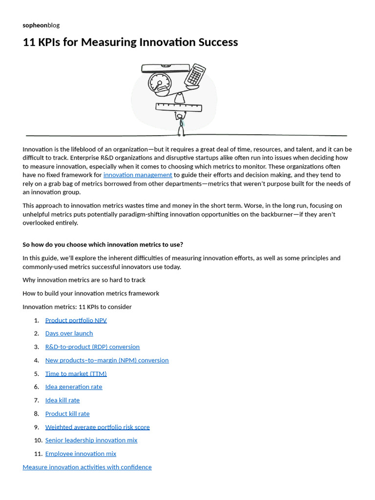 11 KPIs for Measuring Innovation Success | PDF | Performance Indicator | Innovation