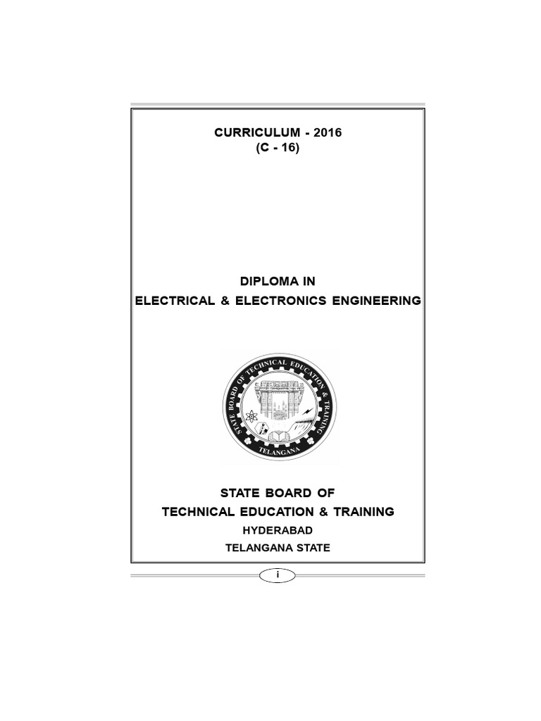 Telangana Diploma in Electrical Engineering Curriculum | PDF | University And College Admission ...