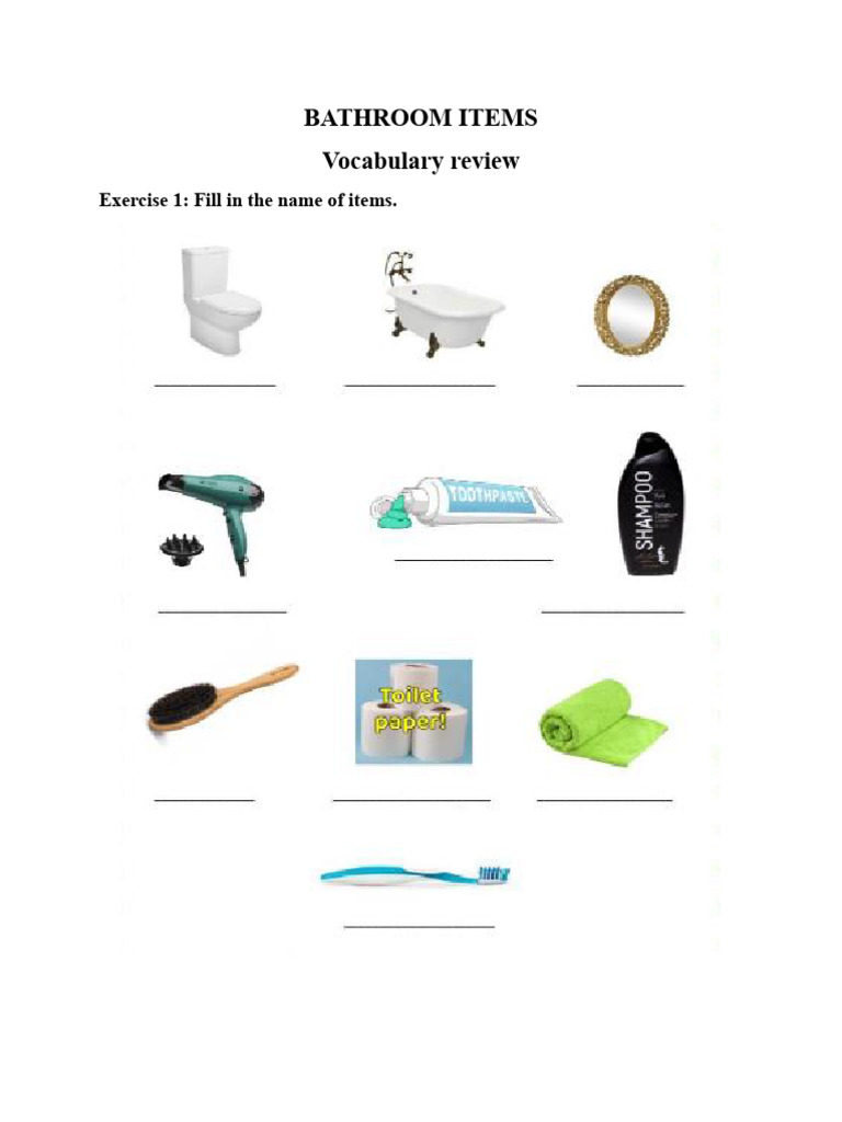 Bathroom Items Exercises | PDF