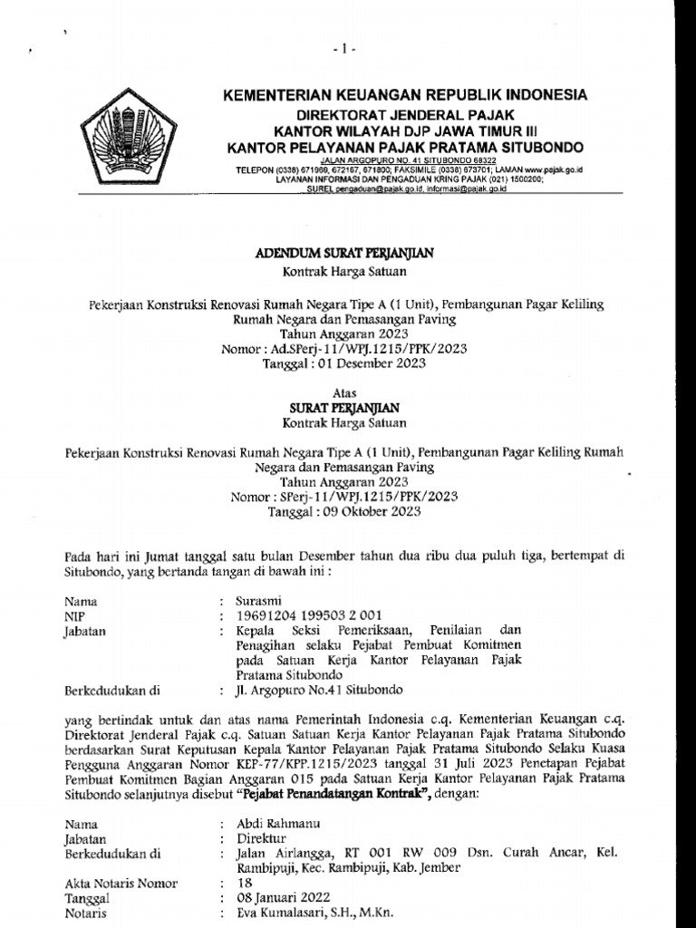 1 +Addendum+Kontrak | PDF