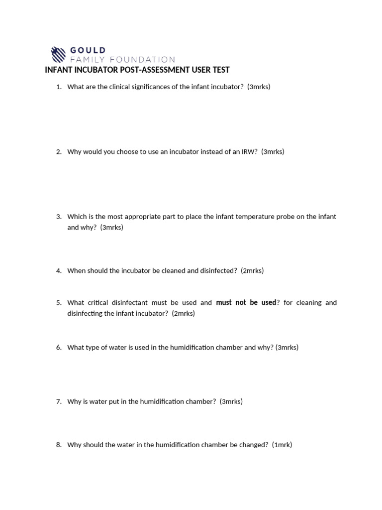 Infant Incubator - User Test | PDF