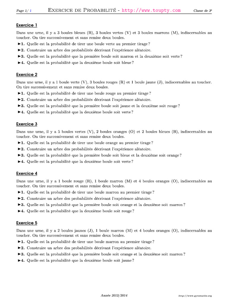 Exercices Créés Par Pyromaths, Un Logiciel Libre en Python Sous Licence ...