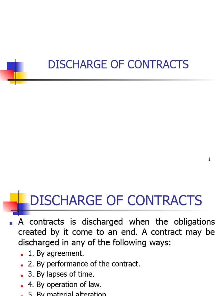 Discharge of Contracts Explained | PDF | Lease | Breach Of Contract