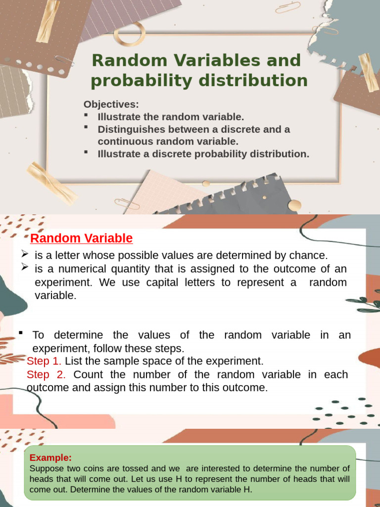 Random Variables & Probability Distribution | PDF | Probability Distribution | Random Variable