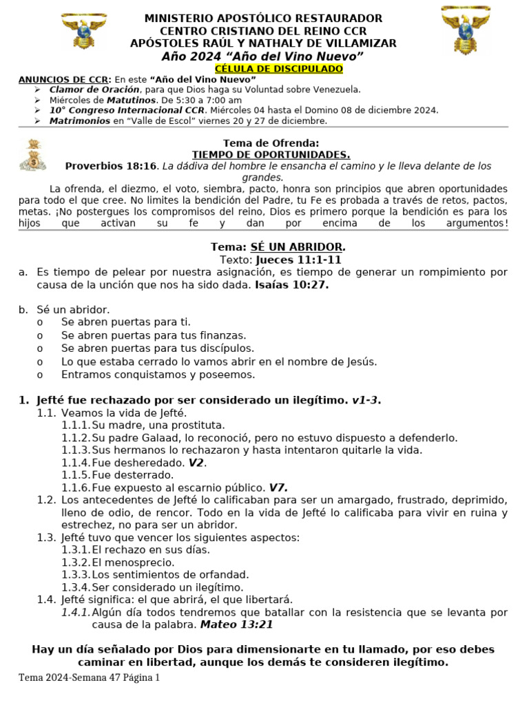Tema 2024-Semana 47 | PDF | Biblia
