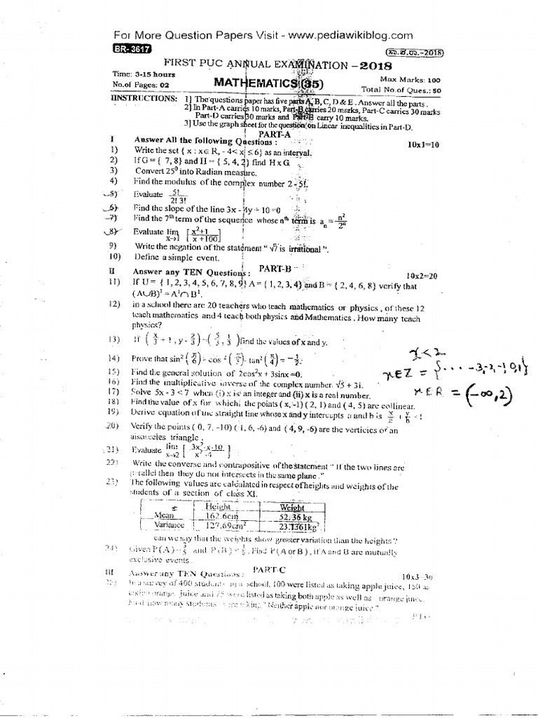 MATHEMATICS CLASS 11 PYQ's 2 | PDF