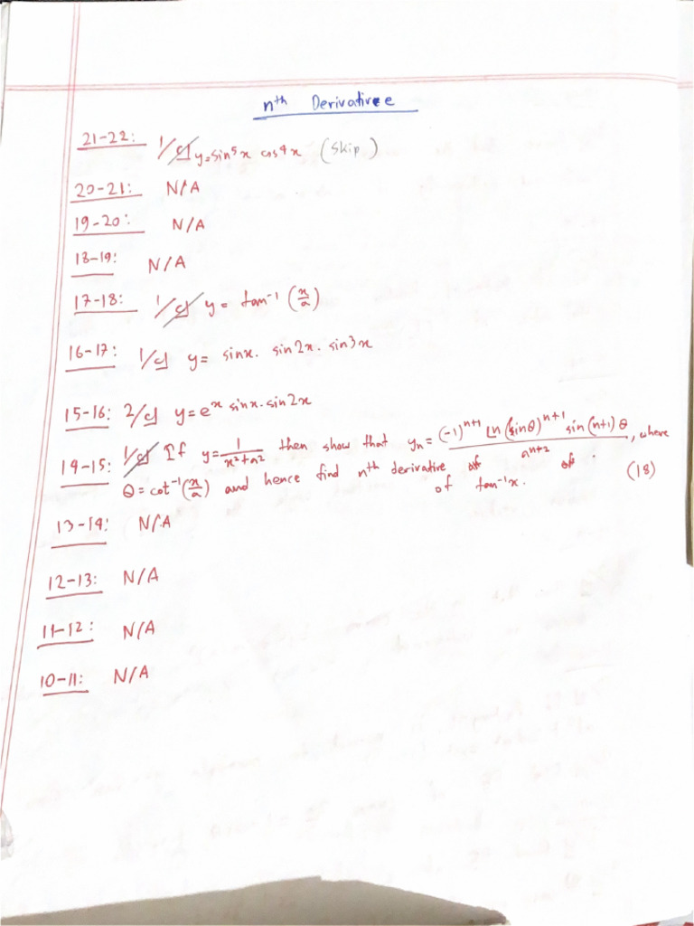 NTH Derivative TF Questions | PDF