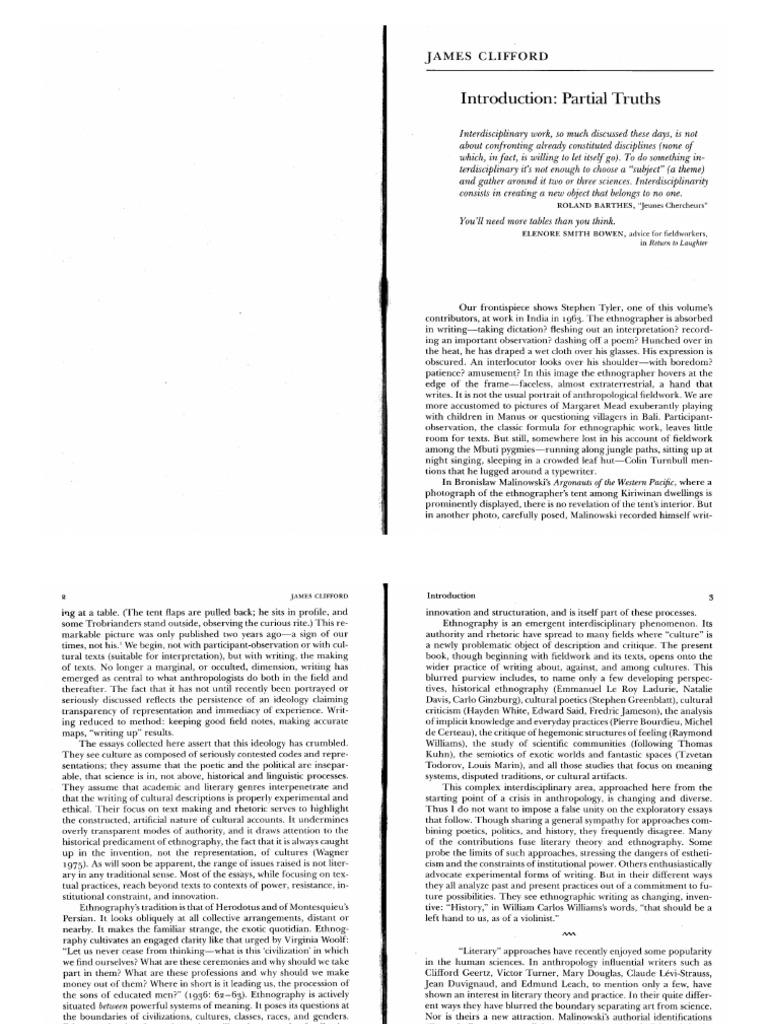 Clifford James Marcus George Eds. Writing Culture The Poetics and ...