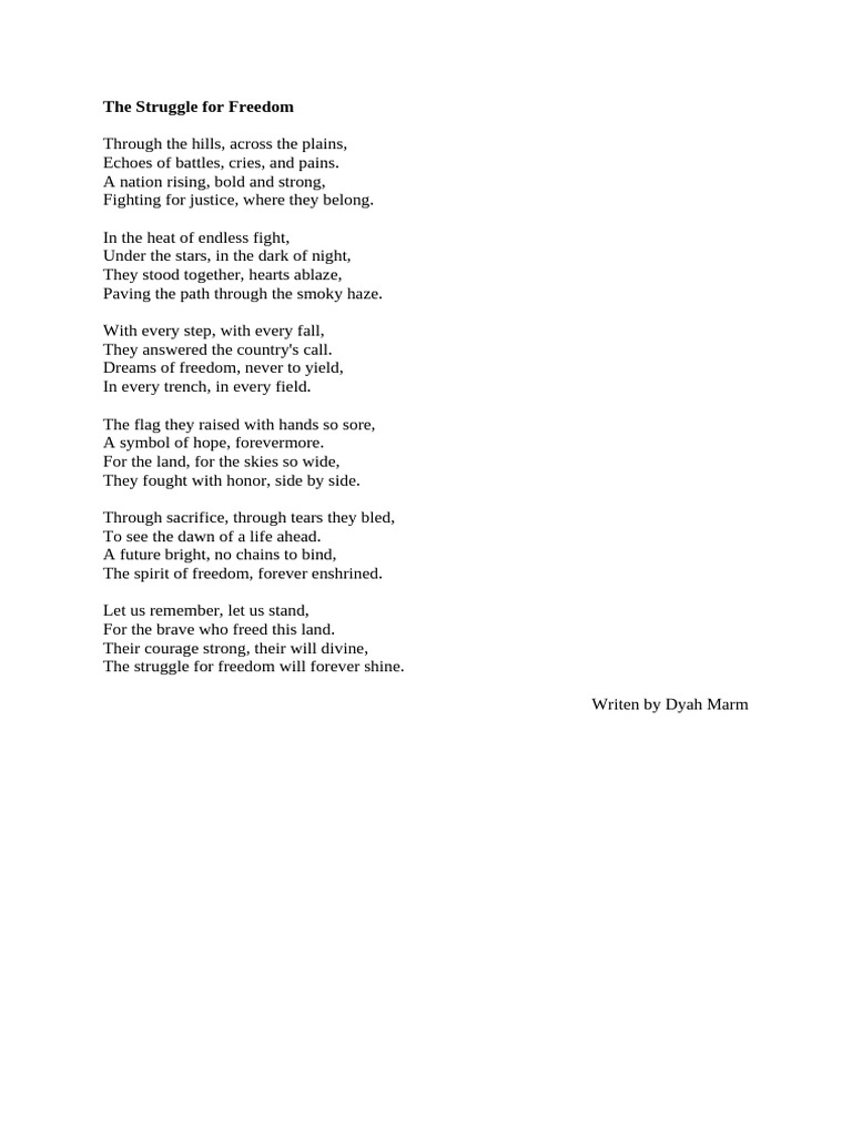 The Struggle for Freedom Poem | PDF