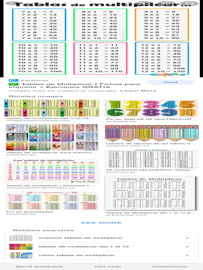 Tablas de Multiplicar Del 6 Al 10 - Google Search | PDF