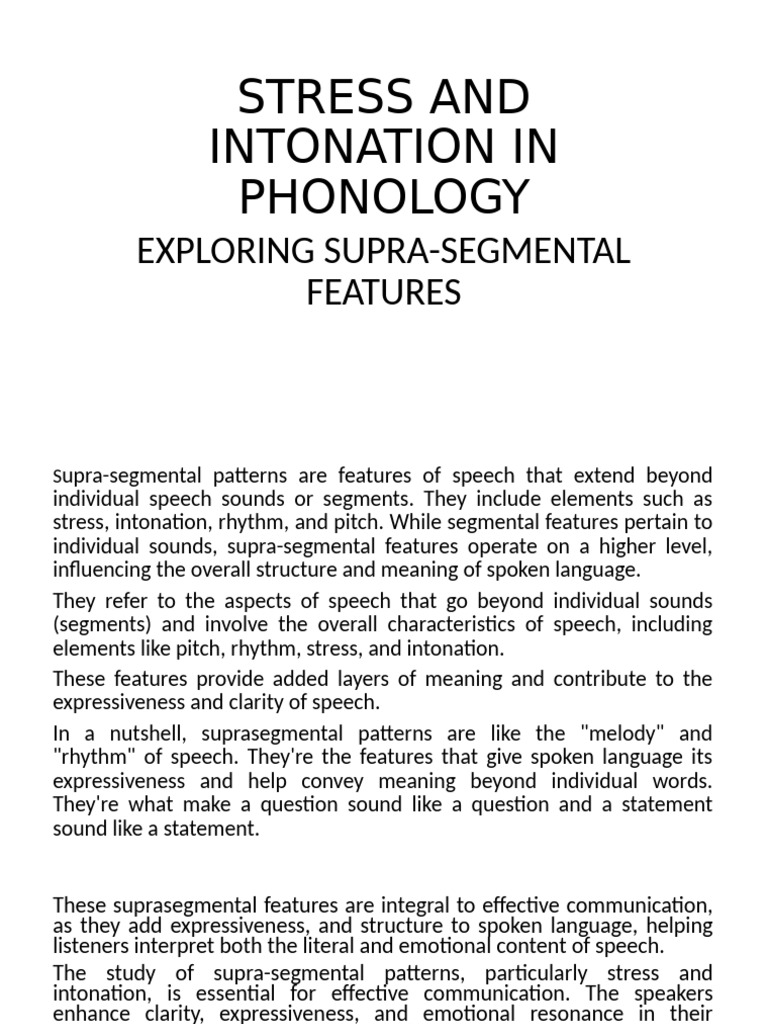 Lecture Notes - Stress and Intonation in Phonology | PDF | Stress ...