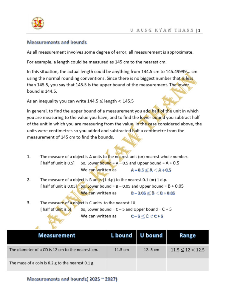 0580 Measurement and Bound | PDF