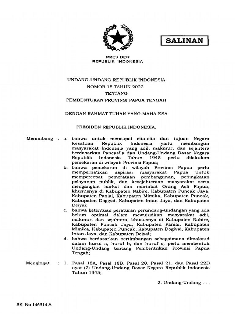 Salinan UU Nomor 15 Tahun 2022 | PDF
