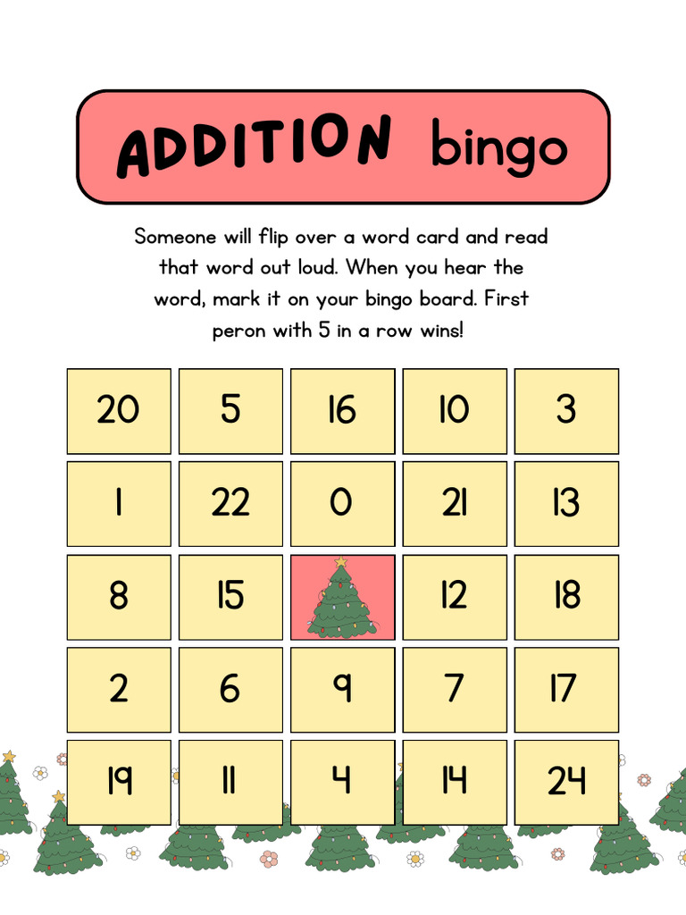 Addition Bingo Game Instructions | PDF | Gaming | Games Of Chance
