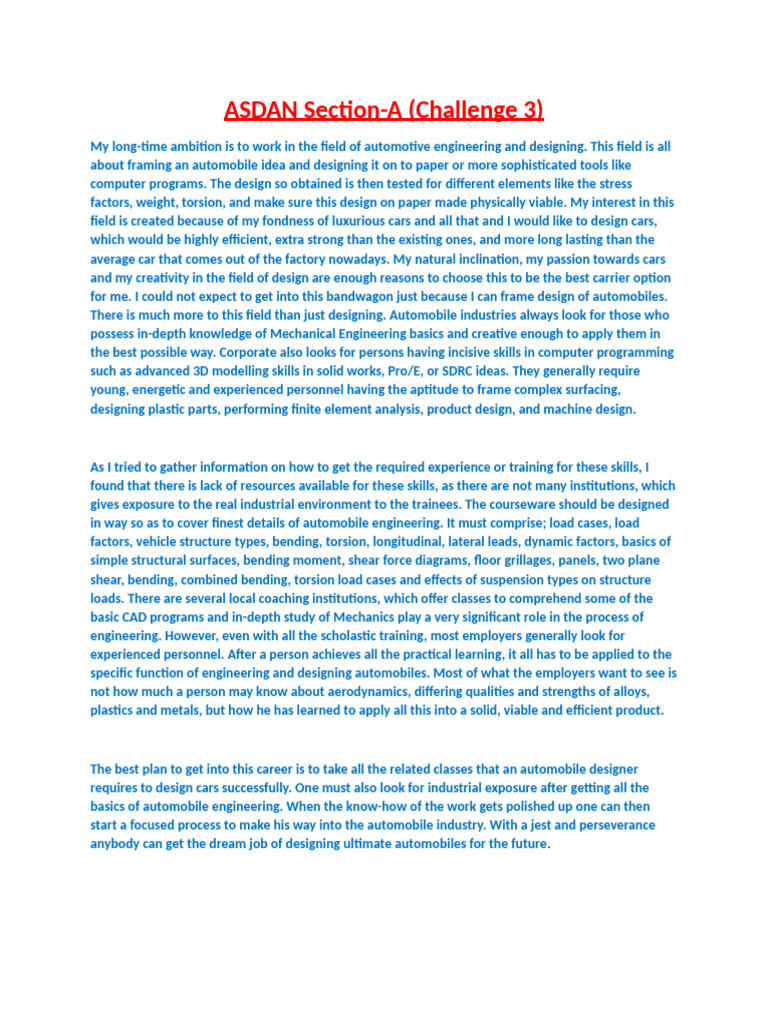 Emanuel ASDAN Section a-Tasks-Challenge 3 | PDF | Bending | Engineering