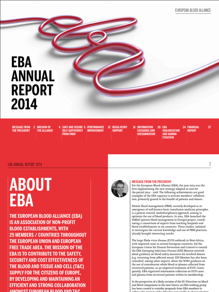 EBA Annual Report 2014 | PDF | Blood Transfusion | Blood Plasma