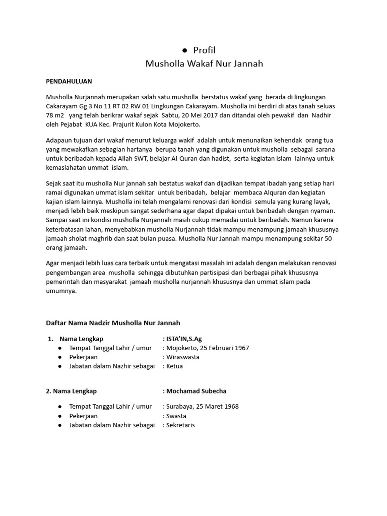 Profil Musholla | PDF