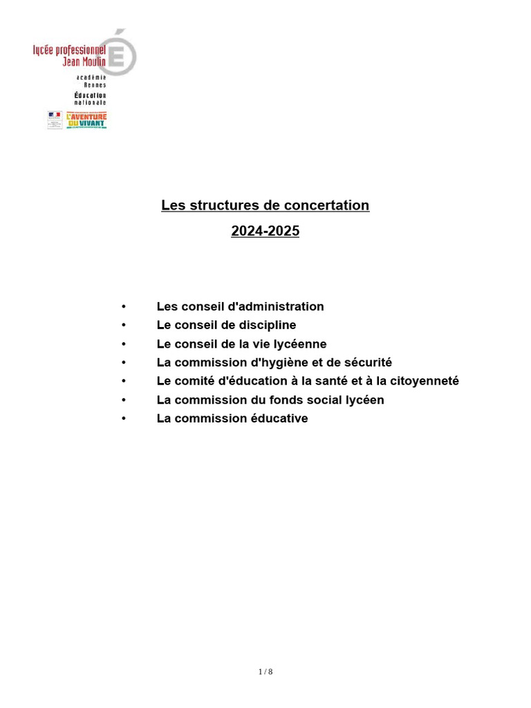 Structures de concertation au lycée | PDF | Services publics | Sciences ...
