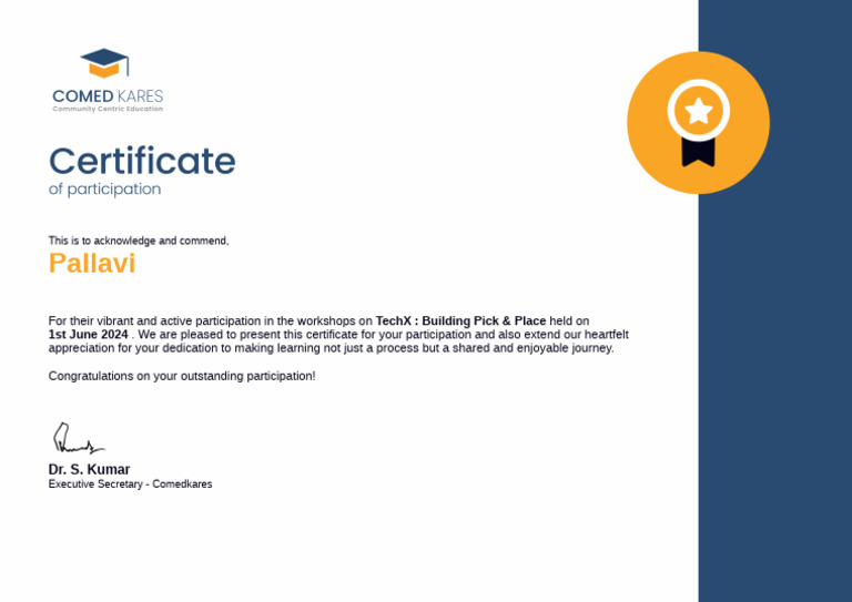 Certificate Pick and Place | PDF