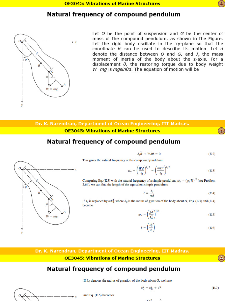 Compound pendulum derivation | PDF