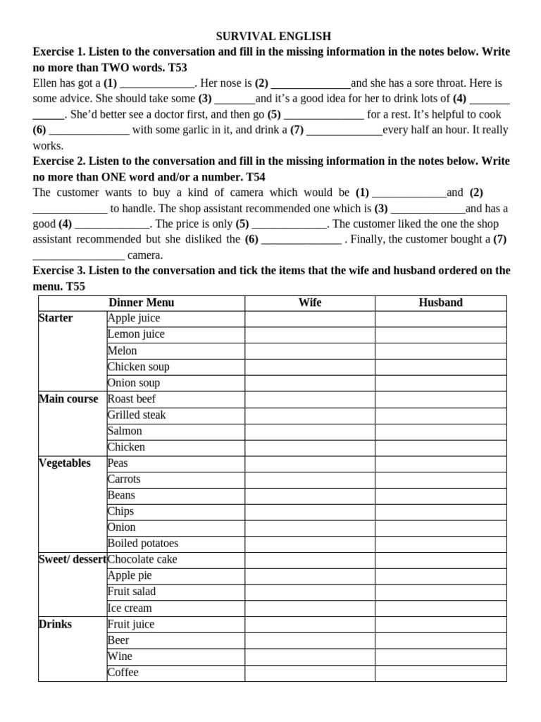 SURVIVAL ENGLISH_NA | PDF | Soup | Chicken Soup