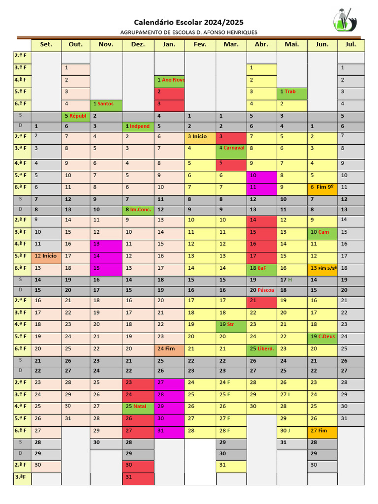 calendário 2425 - alunos | PDF