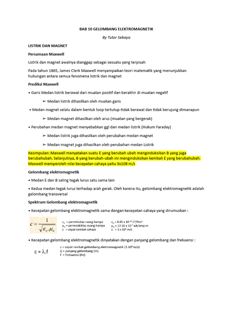 BAB 10 GELOMBANG ELEKTROMAGNETIK | PDF